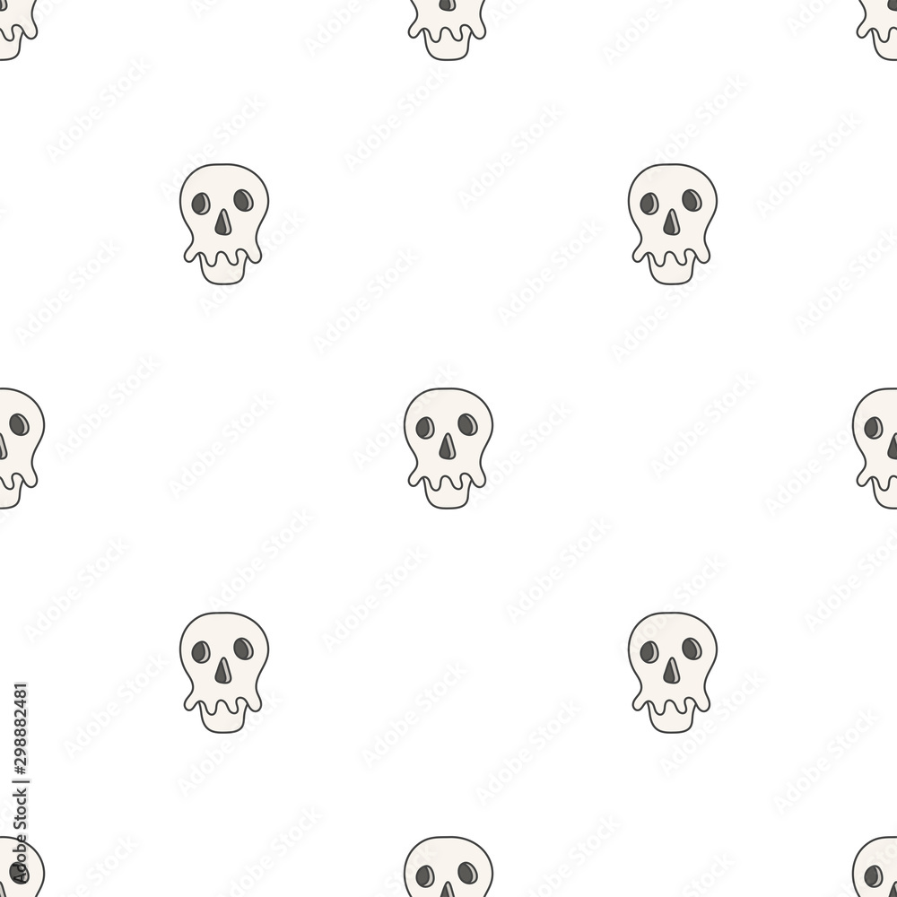 Flat linear design. Seamless texture of the human skull. Can be used ...