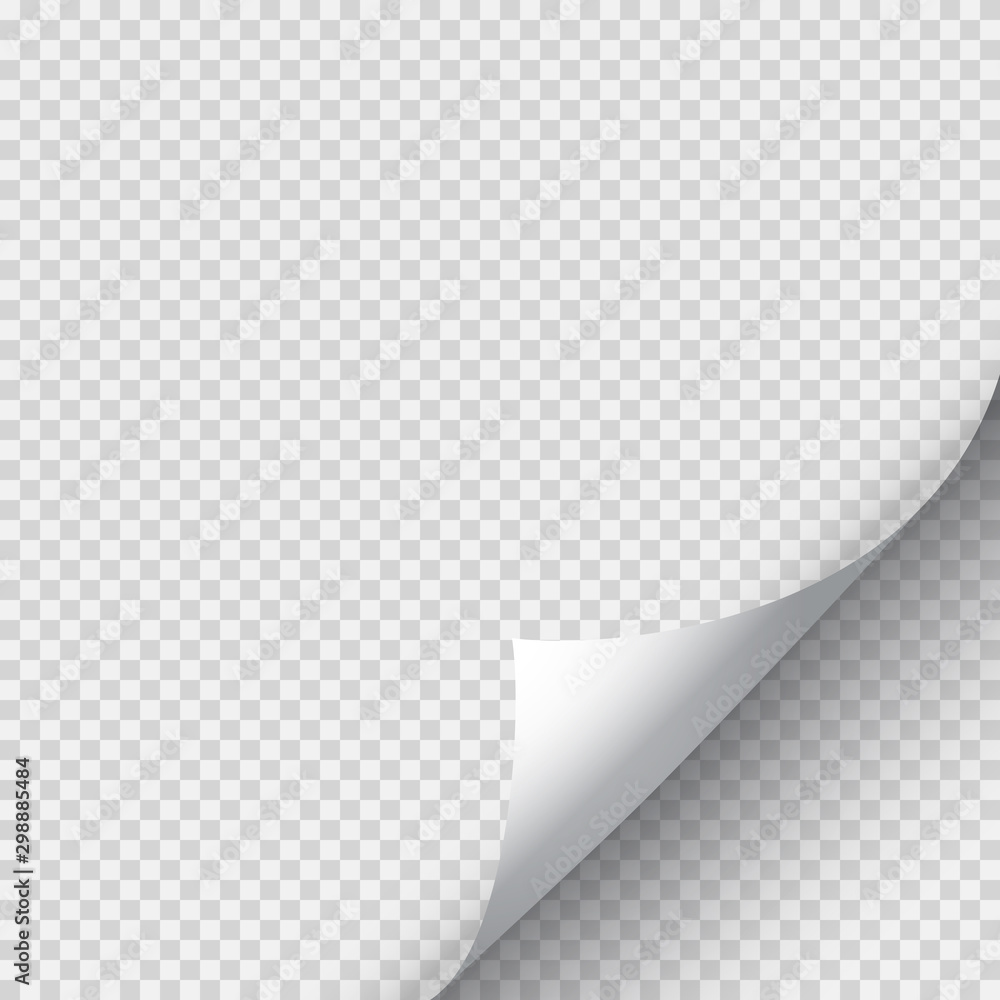 Page curl corner on blank sheet of paper. Vector fold sticker with flip ...