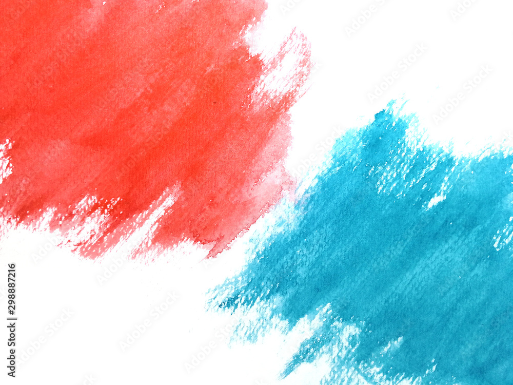 watercolor red and blue abstract hand drawn. isolated white background ...