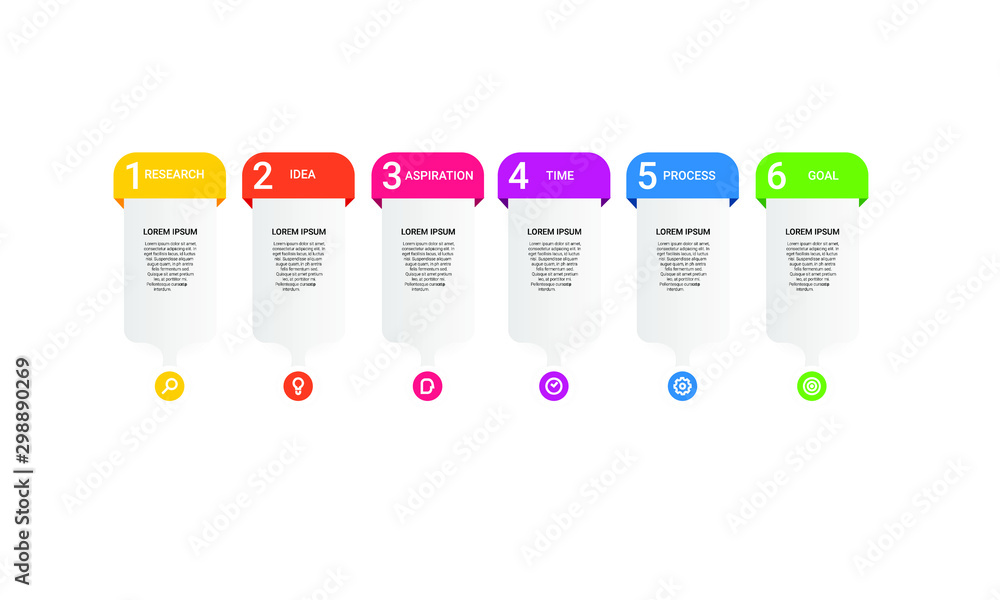 vector step Infographic stack chart design with icons and 6 options or ...