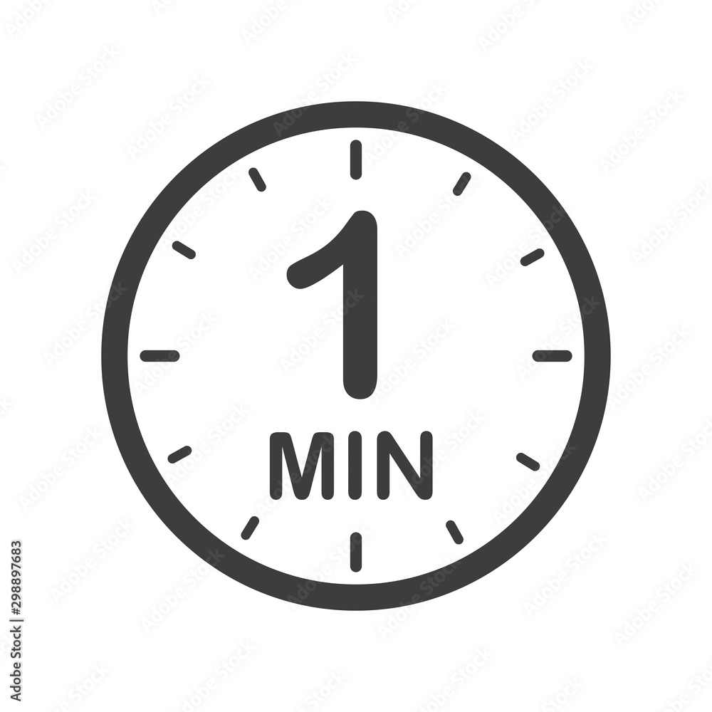 One minute icon. Symbol for product labels. Different uses such as ...