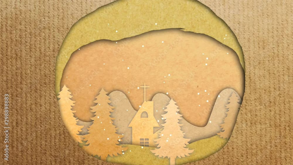 VDO Paper cut background in the shape of a Christmas tree, house ...