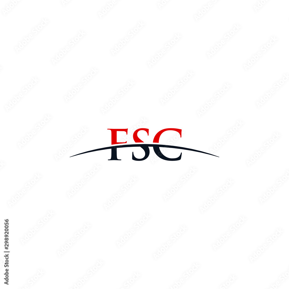 Initial letter FSC, overlapping movement swoosh horizon logo company ...