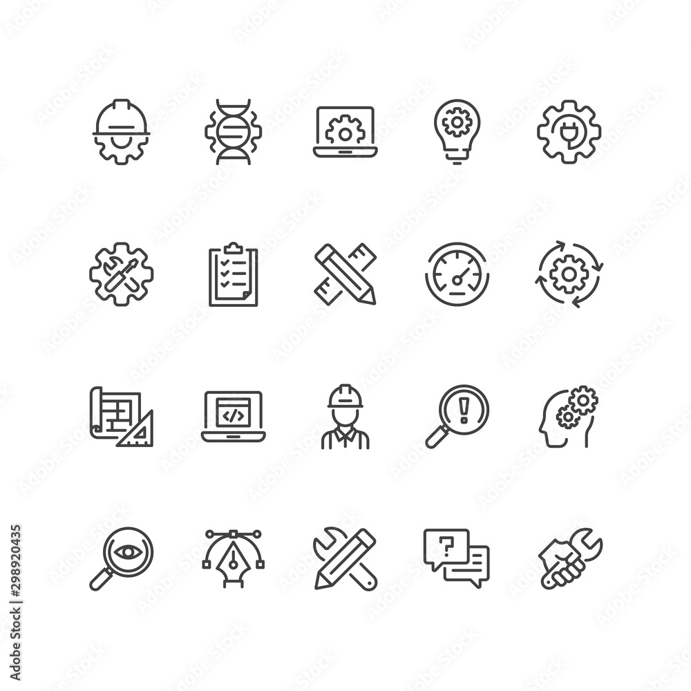 Set of engineering icons in line style. Stock Vector | Adobe Stock