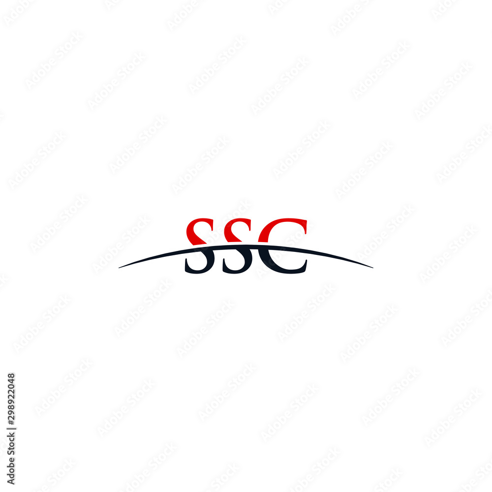 Initial letter SSC, overlapping movement swoosh horizon logo company ...