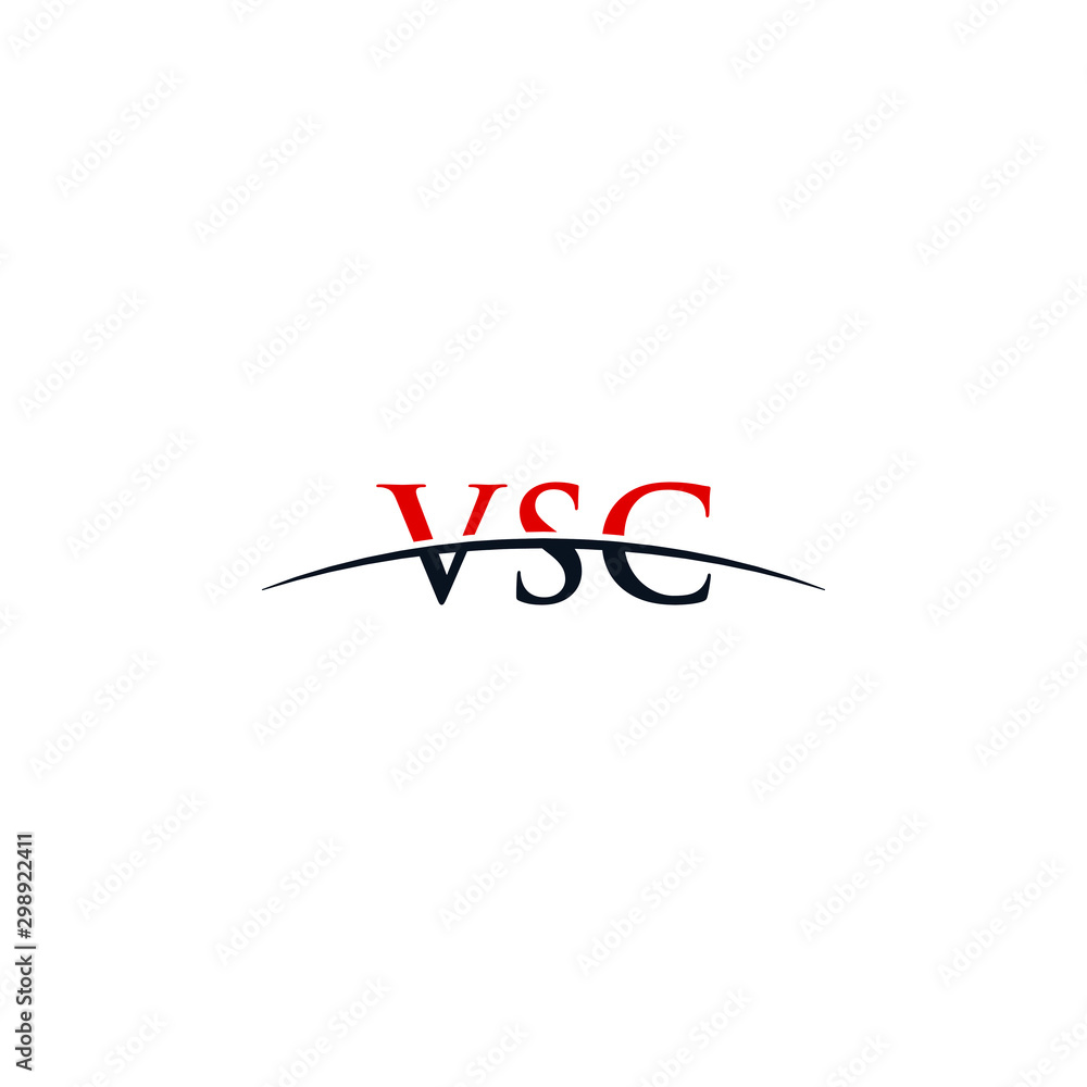 Initial letter VSC, overlapping movement swoosh horizon logo company ...