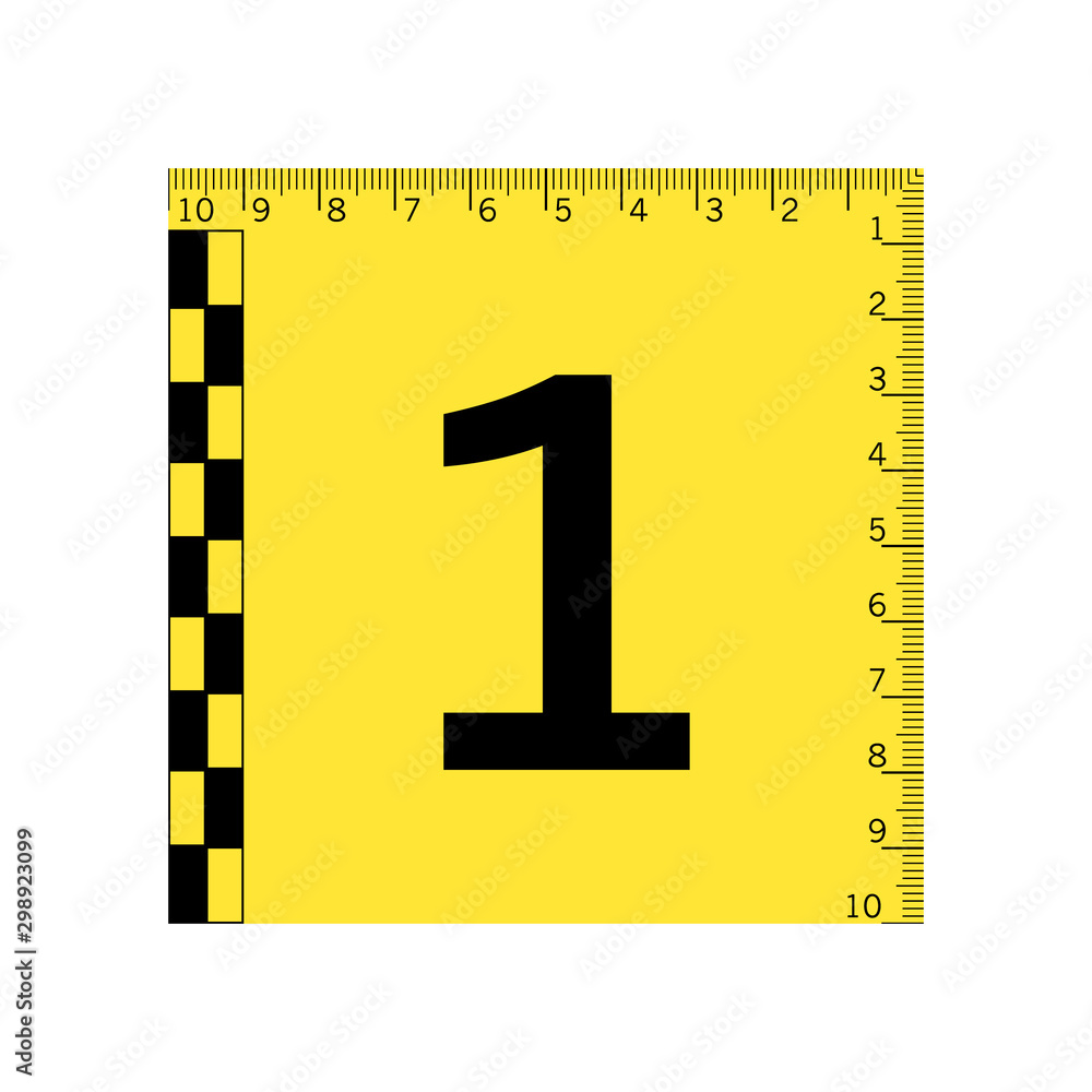Forensic numeral evidence mark with a measuring rulers. Vector ...