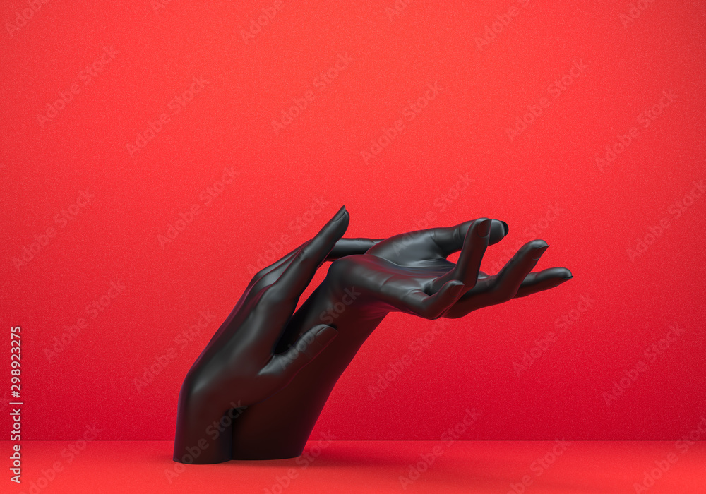Abstract black female hands soft touch gesture mannequin body part art ...