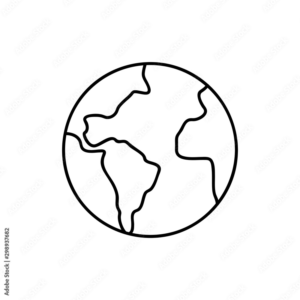 Simple planet icon. Earth sign. World symbol. Thin line icon on white ...