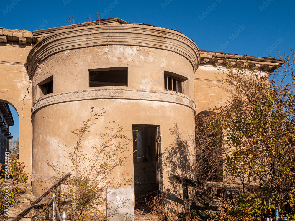 Halloween in cult place Mortuary or Pantheon. Ancient ruined building ...