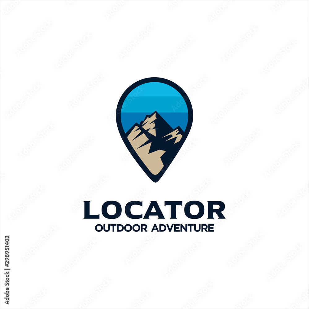 Mountain Map Logo Template . Hiking trail logo design with typography ...