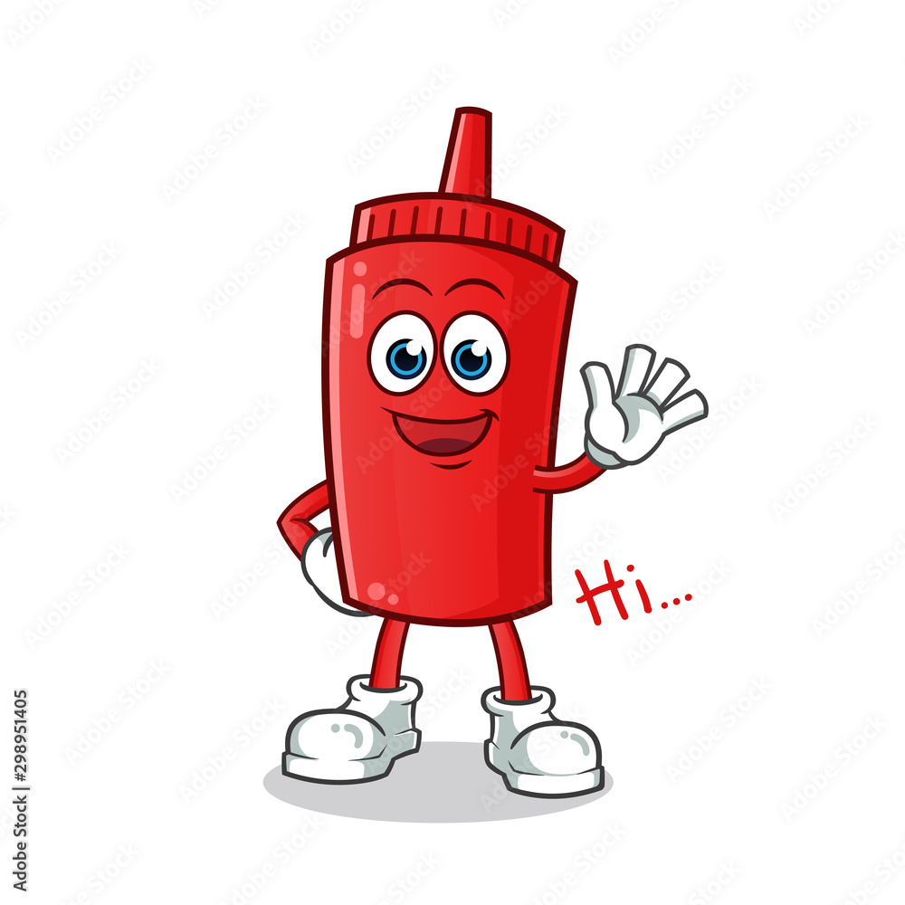 ketchup waving mascot vector cartoon illustration Stock Vector | Adobe ...