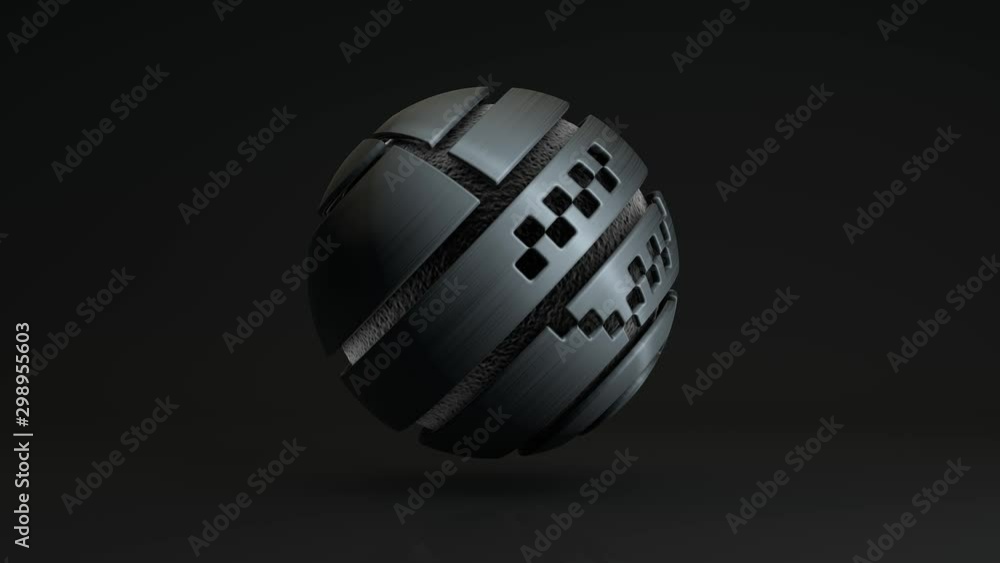 ZD animation metal is divided into the segments of the sphere and the ...