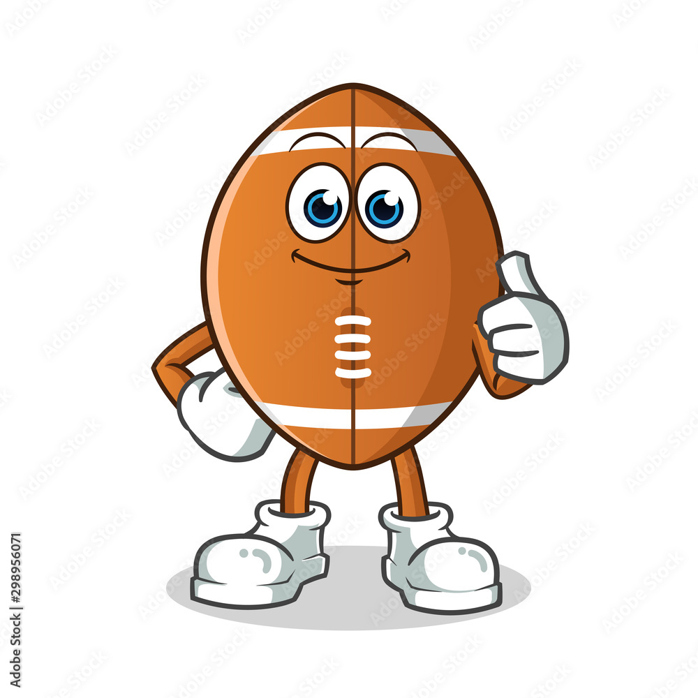 rugby ball thumbs up cartoon vector mascot illustration Stock Vector ...