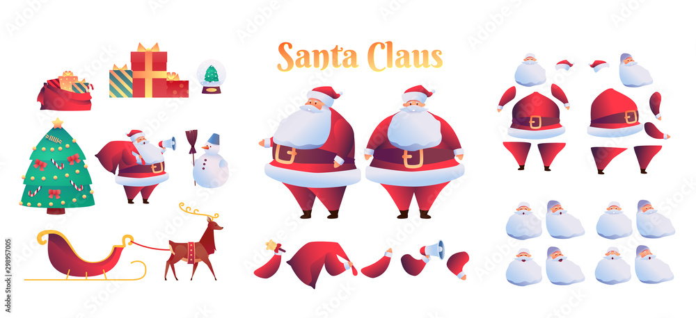 Vector cartoon santa claus animation christmas set Stock Vector | Adobe ...