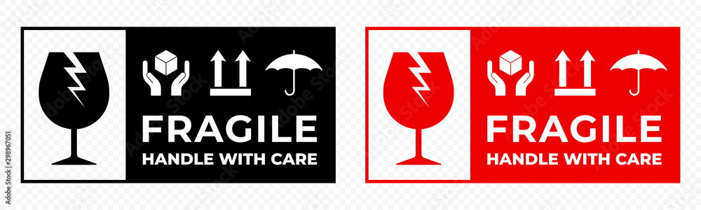 Fragile package icons set, handle with care logistics and delivery ...