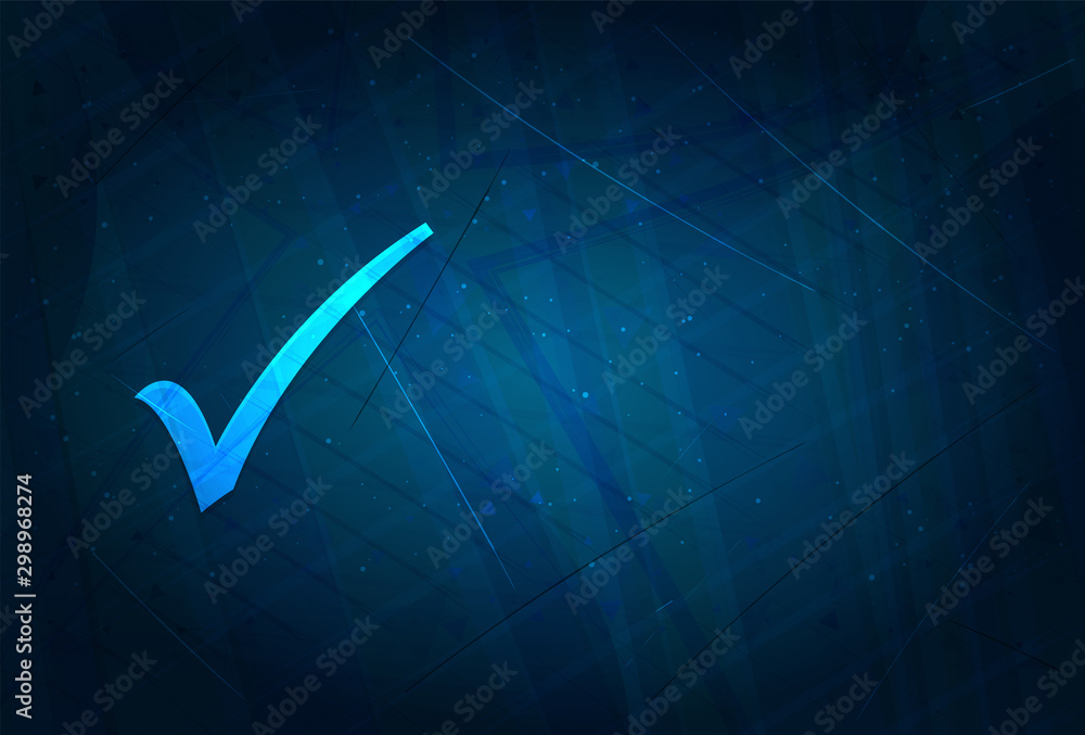 Checkmark icon futuristic digital abstract blue background Stock Vector ...