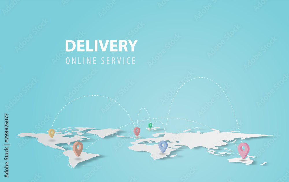Smartphone technology application.Delivery service concept.Creative map ...