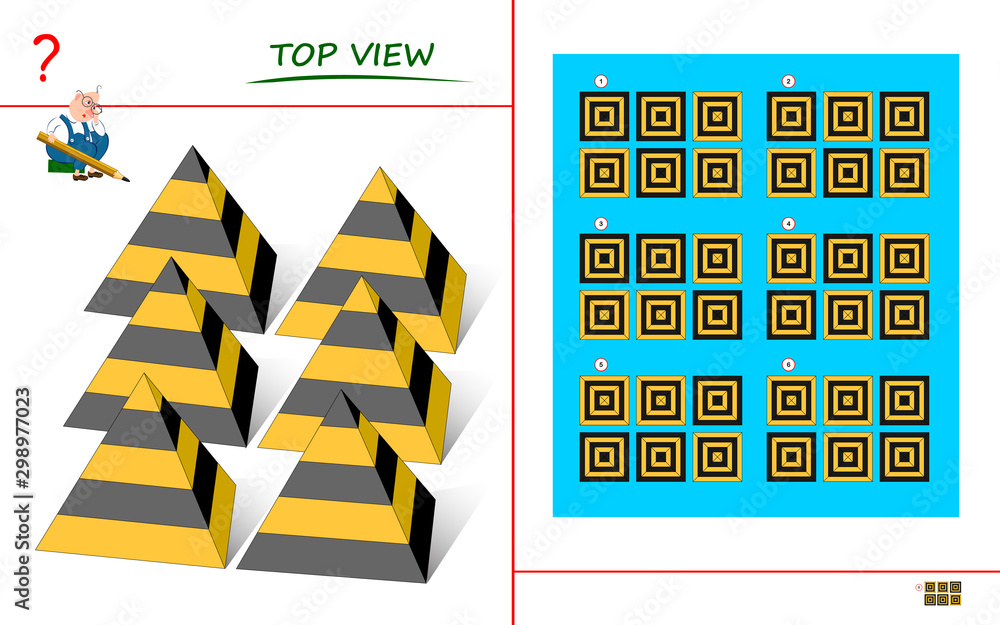 Logical puzzle game for children and adults. Need to find correct top ...