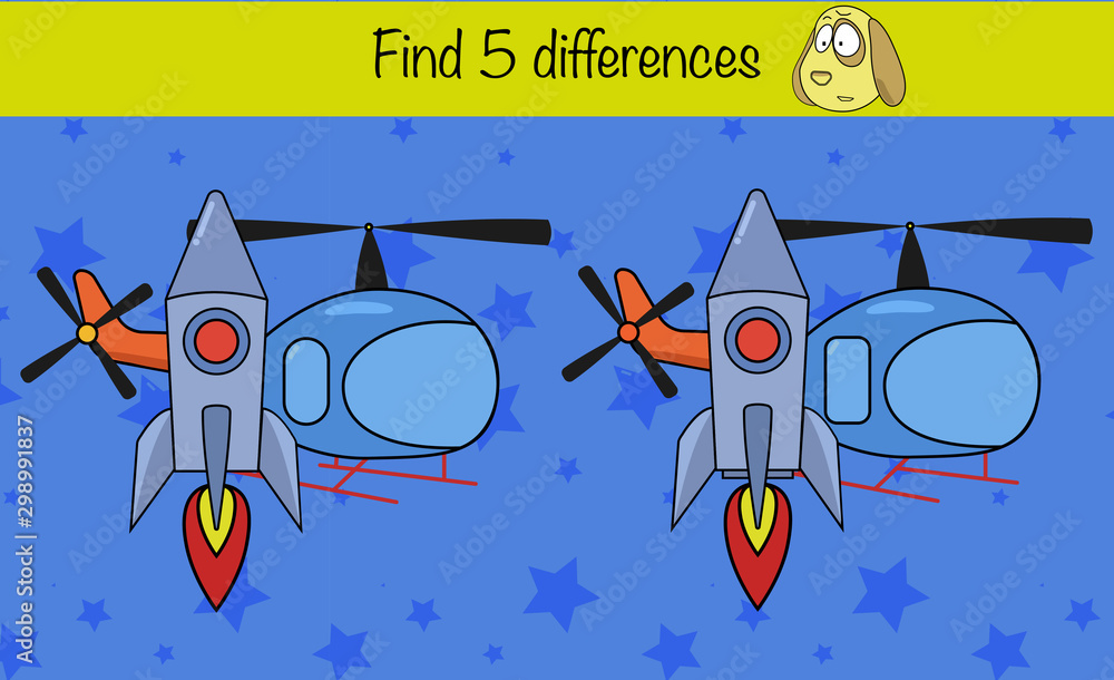 Find 5 differences. Children education game, iq test, brain training ...