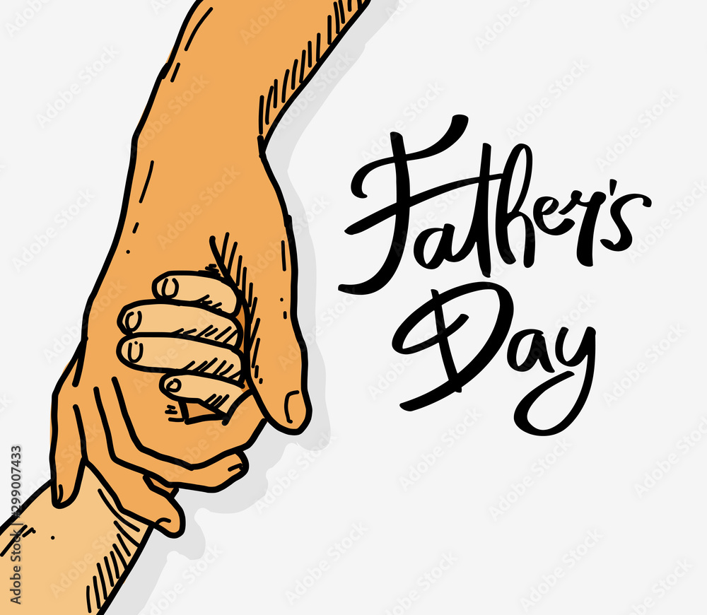 Little kid hand holding father hand vector illustration for Happy ...