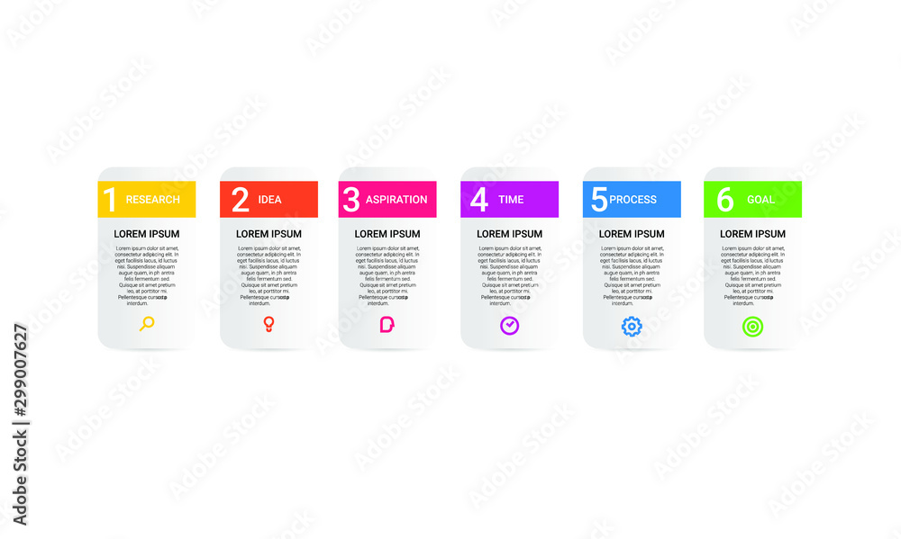 vector step Infographic stack chart design with icons and 6 options or ...
