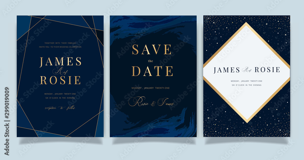 Blue Universe Wedding Invitation, universe invite thank you, rsvp ...