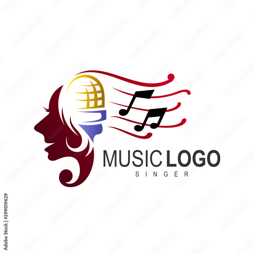 Music logo and girl icon, Karaoke logo Stock Vector | Adobe Stock