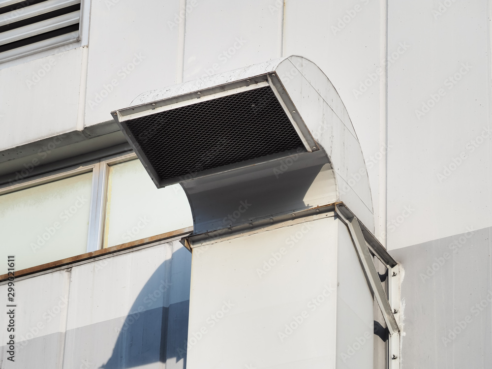 Ventilation and air conditioning pipe installed outside the building ...
