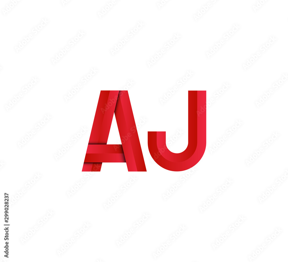 Initial two letter red 3D logo vector AJ Stock Vector | Adobe Stock