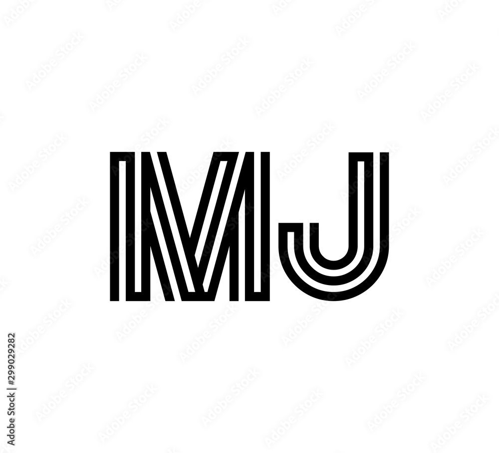 Initial two letter black line shape logo vector MJ Stock Vector | Adobe ...