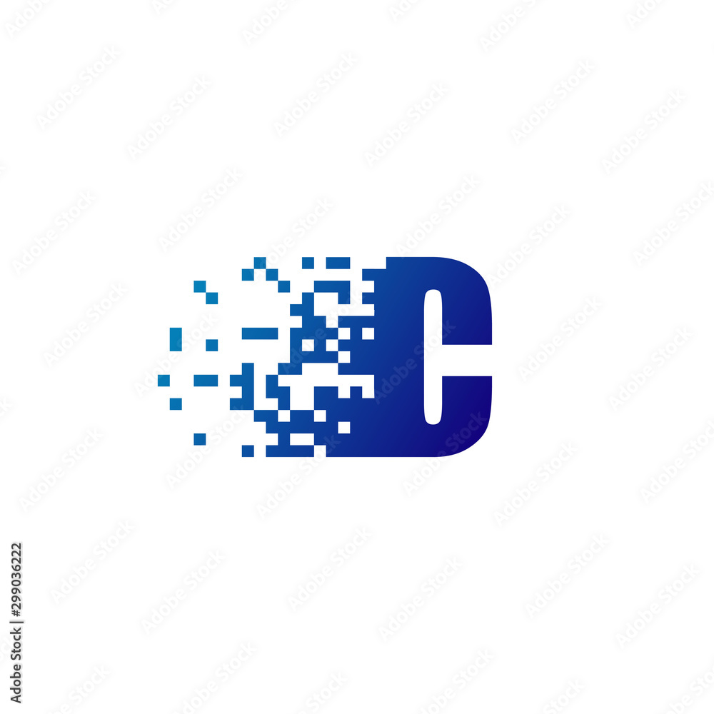 Letter C Pixel Logo, Fast Moving C Logo Stock Vector | Adobe Stock