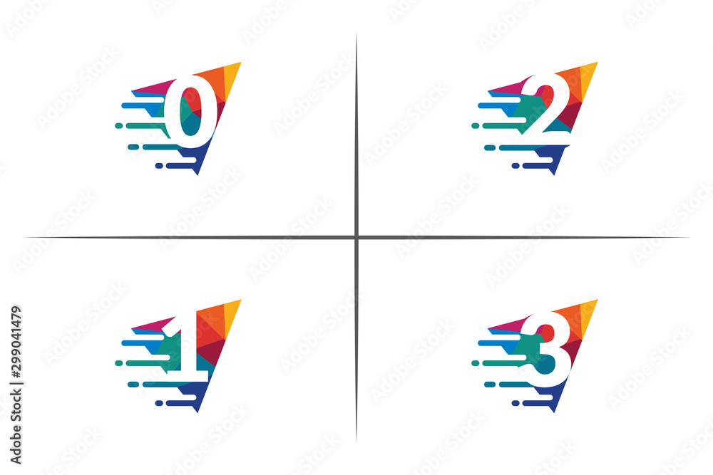 number 0, 1 , 2, 3, logo design template. colorful mosaic . digital ...