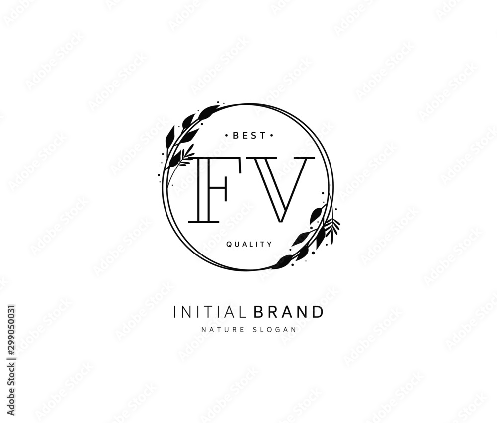 F V FV Beauty vector initial logo, handwriting logo of initial signature, wedding, fashion ...