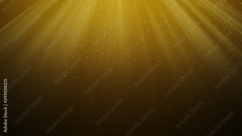 Beautiful Gold Floating Dust Particles with Flare on Black Background ...
