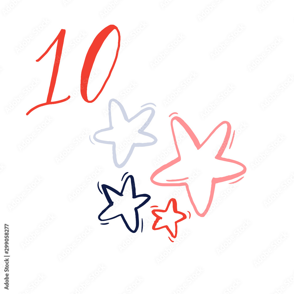 Advent calendar, day 10. Cute hand drawn illustration, large ...