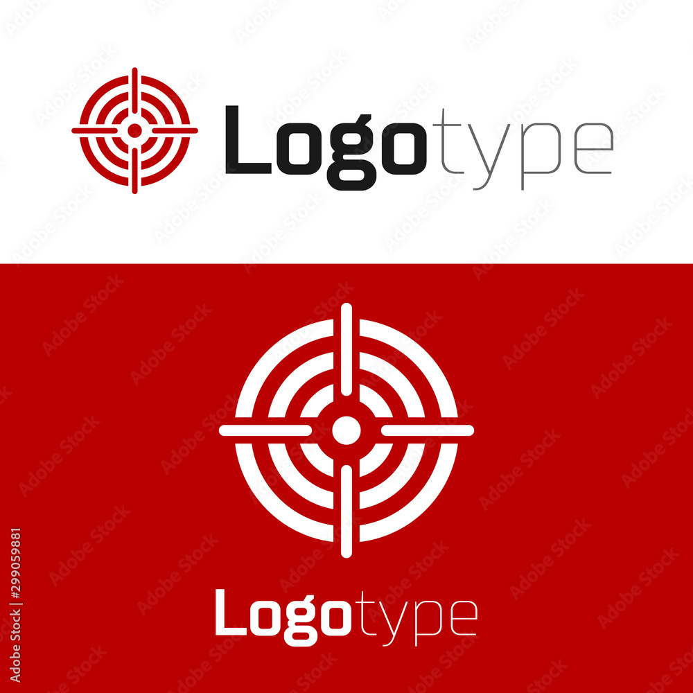 Red Target sport for shooting competition icon isolated on white ...