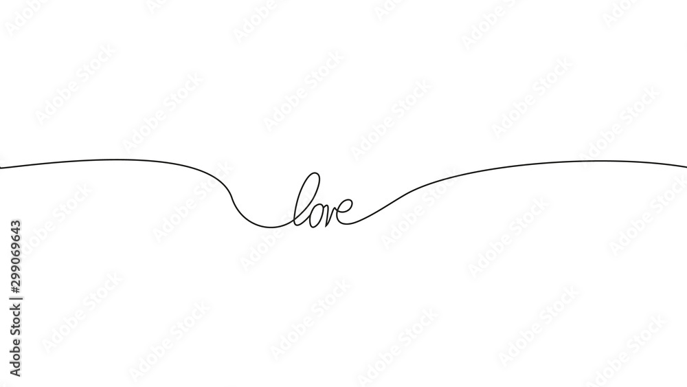 Love with hearts in continuous drawing lines in a flat style in ...