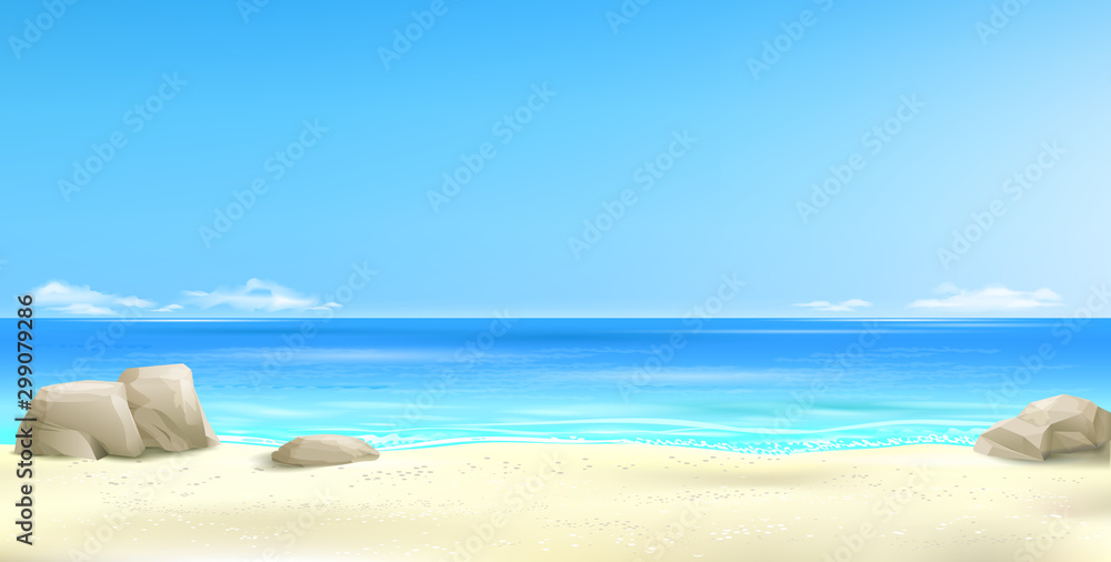 Wide tropical beach banner background Stock Vector | Adobe Stock