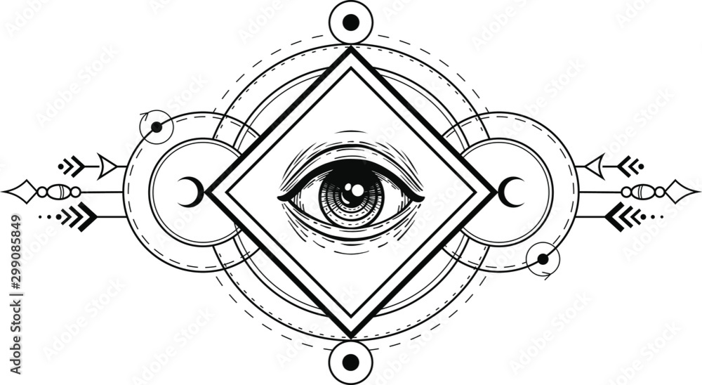 eye of providence vector hand drawn illustration tattoo sketch style ...