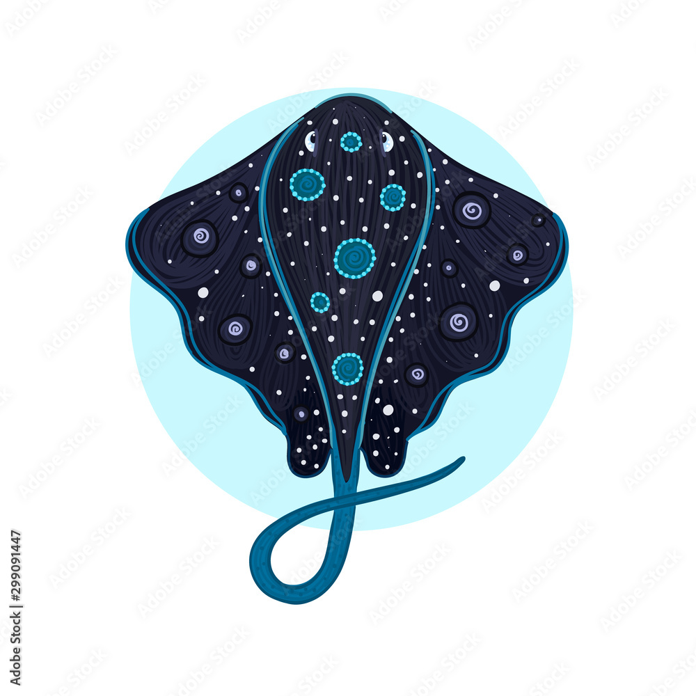 Spotted stingray. Sea ray. Marine life. Underwater creatures. Design ...
