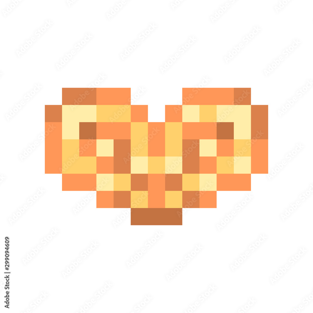 Palmier, 8 bit pixel art food icon isolated on white background. Bakery ...