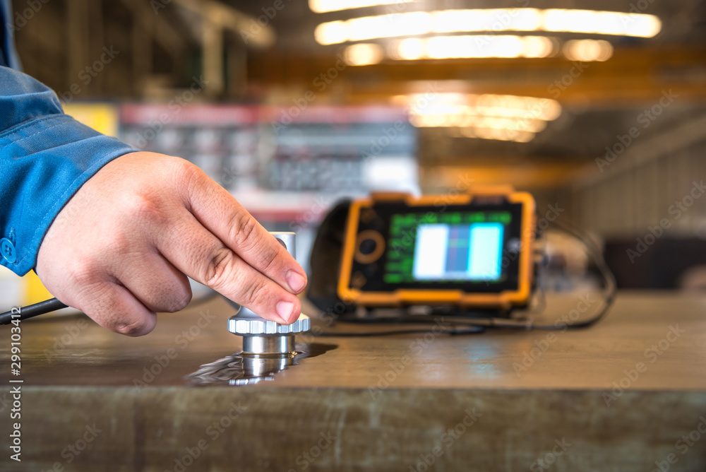 Ultrasonic test to detect imperfection or defect of steel plate in the ...