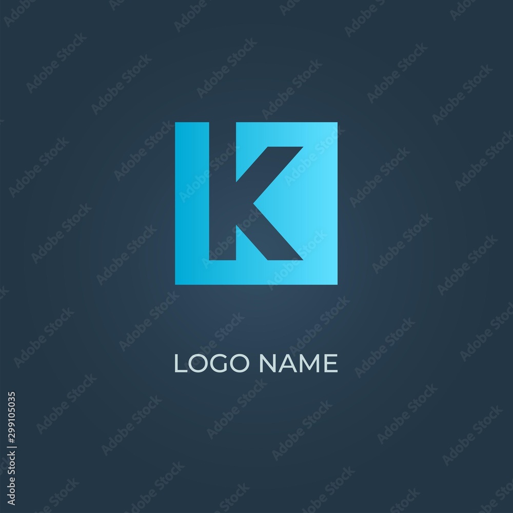 Letter "K" logo on dark isolated background. Alphabet vector image ...