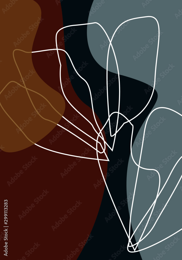 Modern abstract art design with organic shapes. Contemporary collage ...