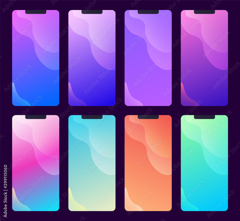 Set of multiple phone screen backgrounds and wallpapers Stock Vector ...