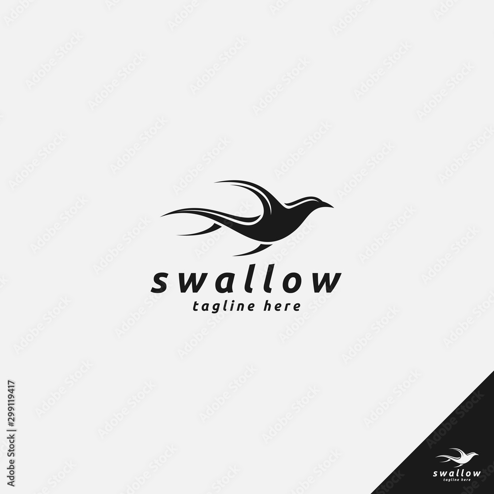 swallow logo - bird logo with silhouette style Stock Vector | Adobe Stock