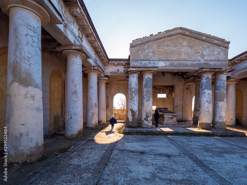 Children in carnival costumes celebrate Halloween in cult place ...