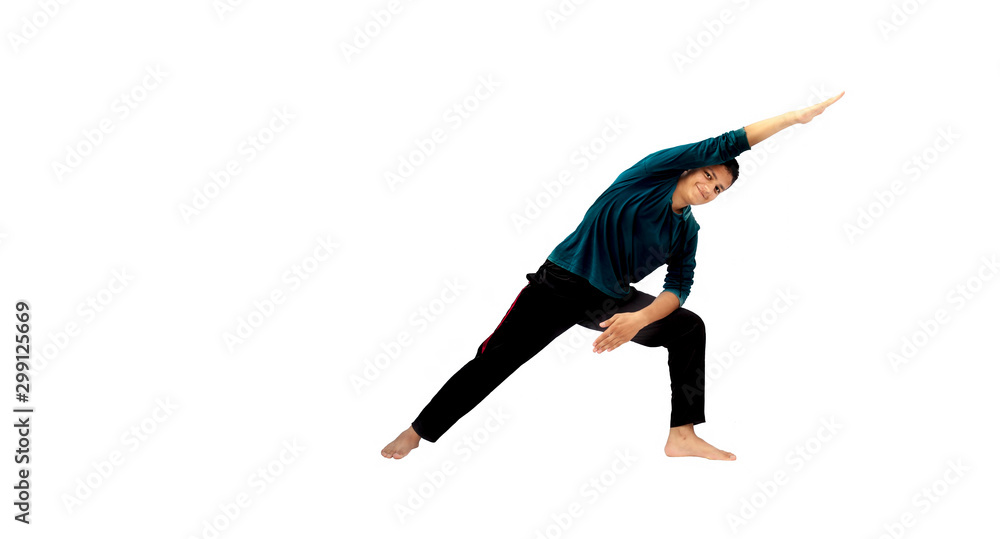 Full-length shot of male energetic young teenager isolated on white ...