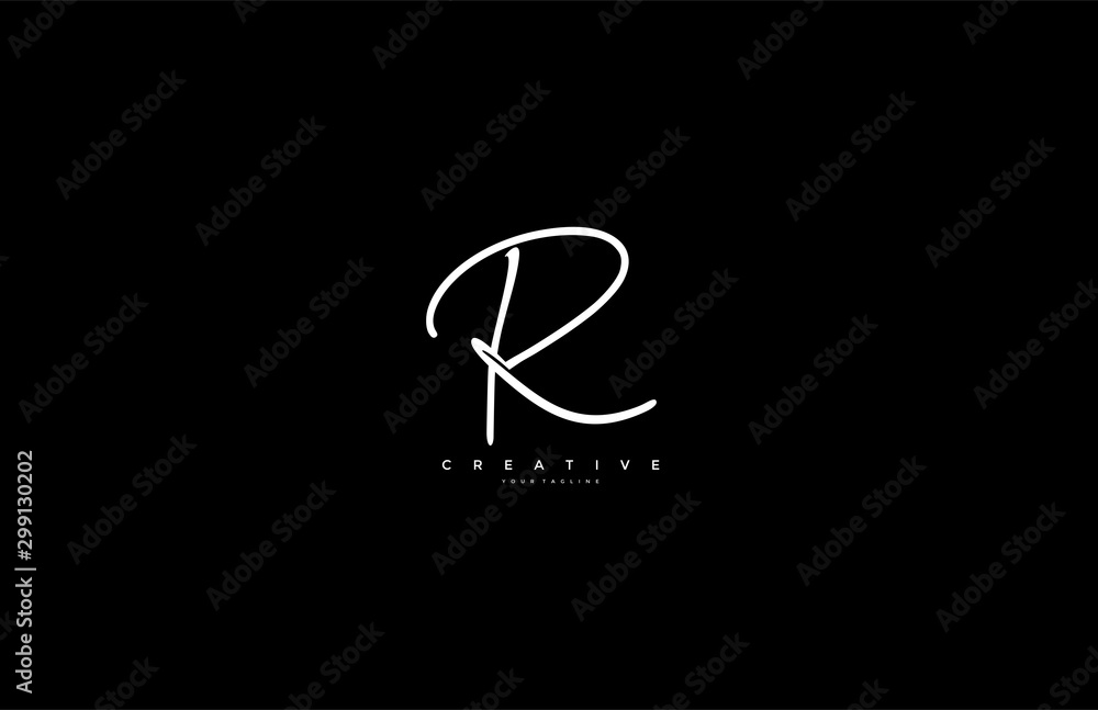 Letter R Logo Manual Elegant Minimalism Signature Logo Design Stock ...